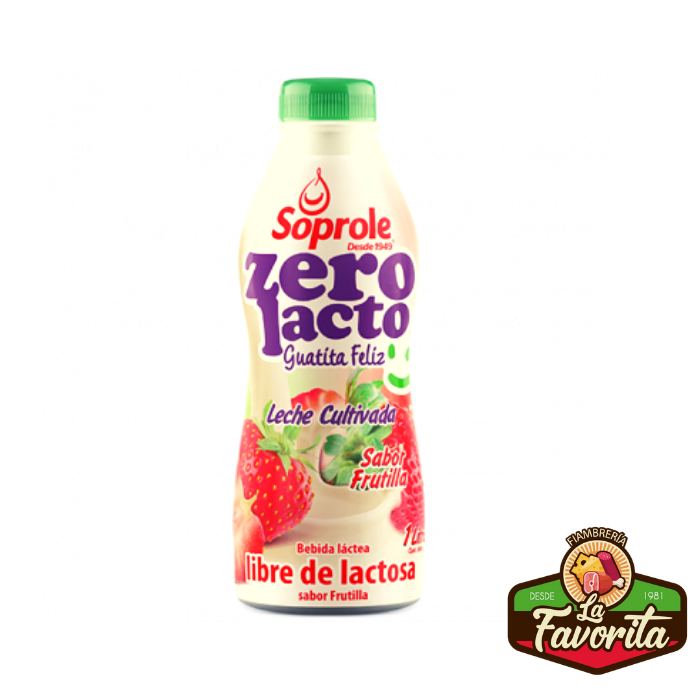 Leche Cultivada Zero Lacto Litro Sabor a Frutilla - Fiambrería La Favorita